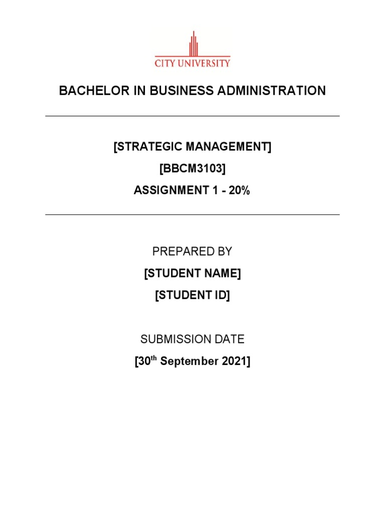 Assignment 1 - BBCM3103 - 202109 - Strategic Management | PDF ...