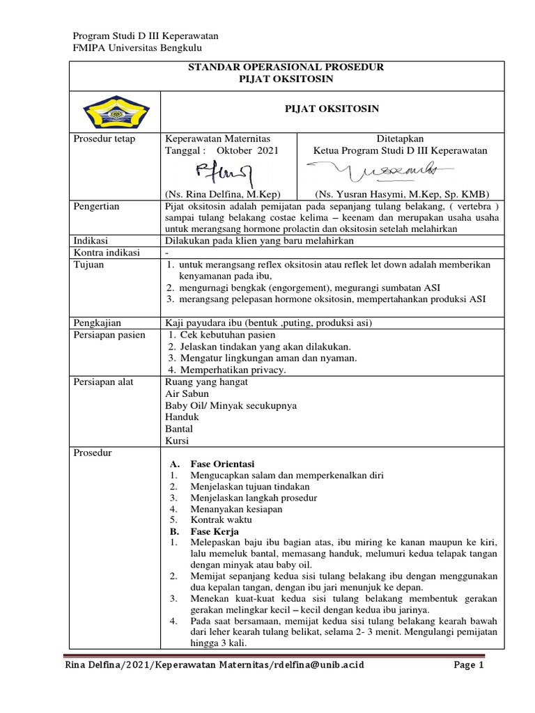 Sop Pijat Oksitosin | PDF