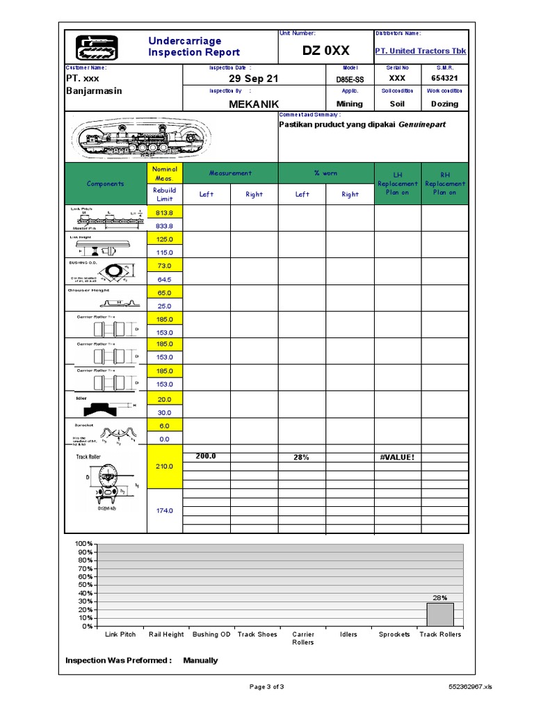 DZ 0Xx: Undercarriage Inspection Report | PDF | Mechanical Engineering