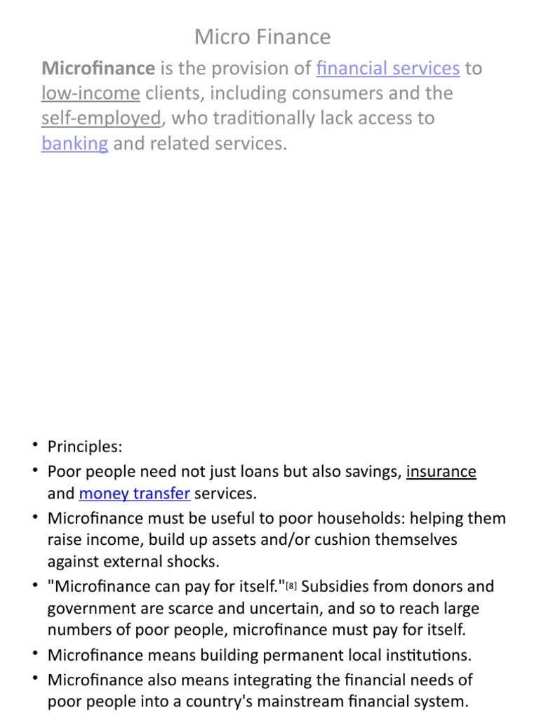 Understanding Microfinance Principles | PDF | Business | Finance ...