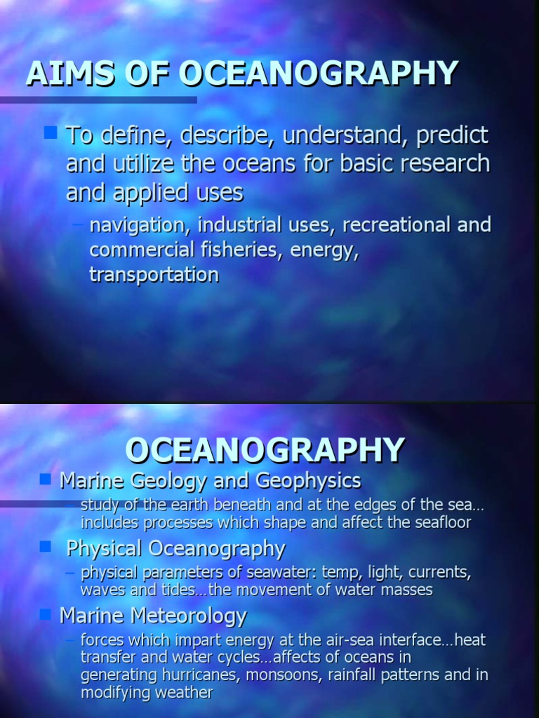 Aims of Oceanography | PDF | Oceanography | Sea