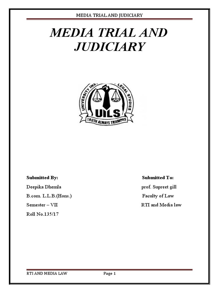 Media Trials and Judicial Impact in India | PDF | Contempt Of Court ...