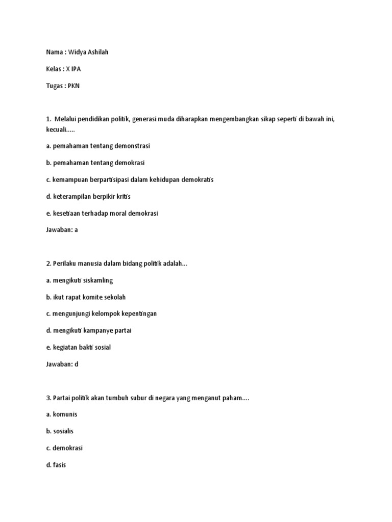 Soal PKN Kelas XI | PDF
