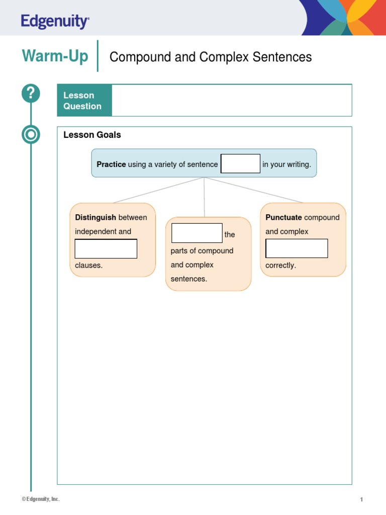 Guided Notes Compound and Complex Sentences | PDF | Sentence ...