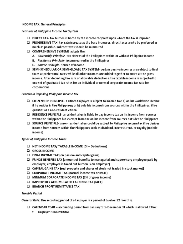 Features of Philippine Income Tax System | PDF | Taxation In The United ...