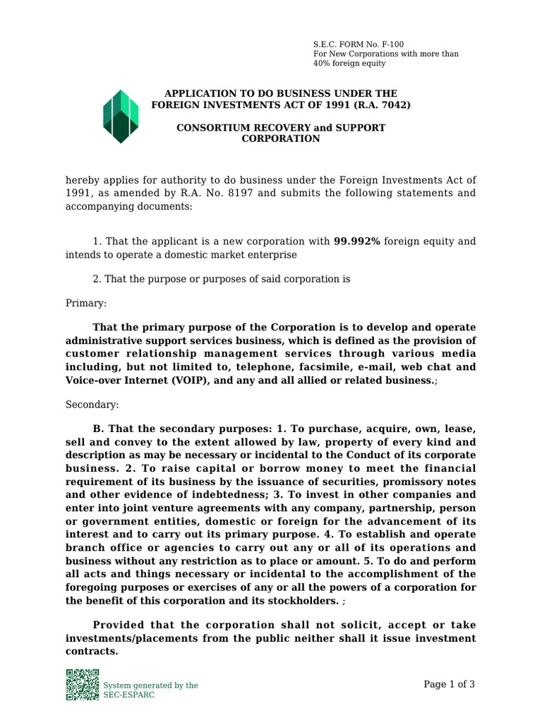 Form F-100 - Fia | PDF | U.S. Securities And Exchange Commission ...