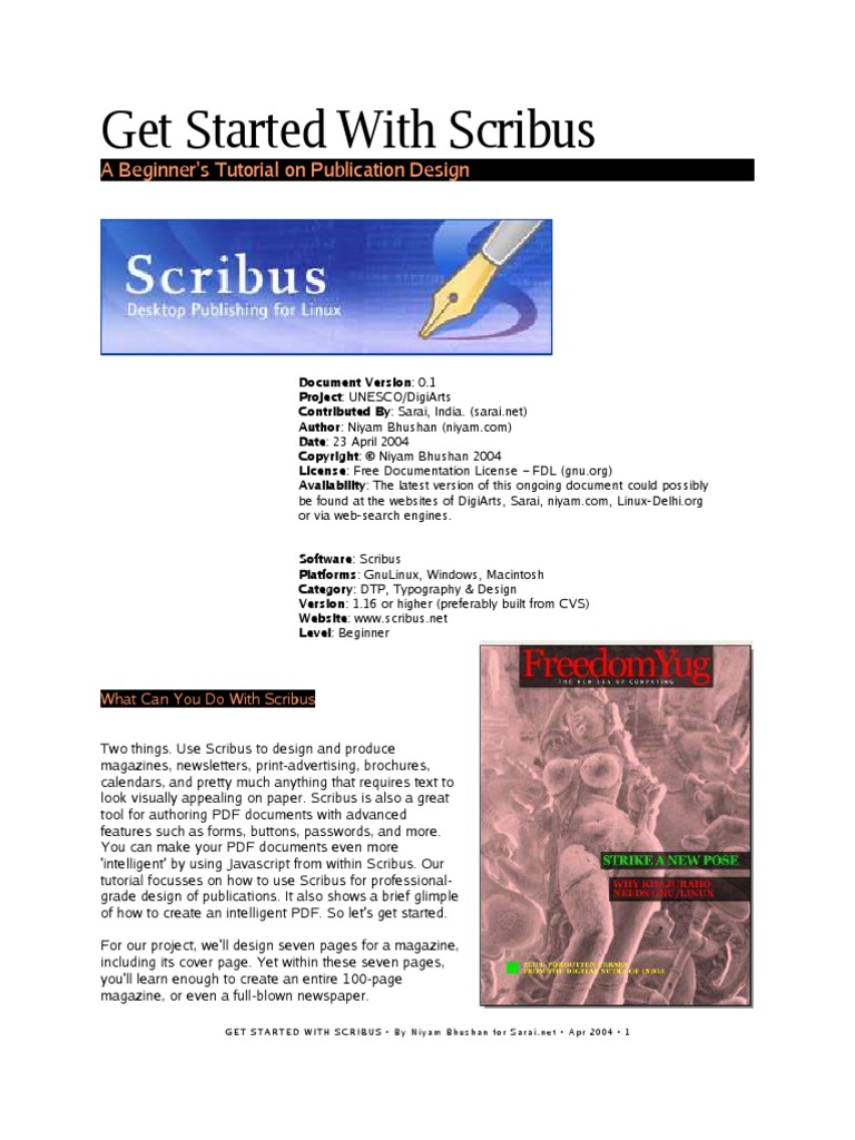Scribus Tutorial | PDF | Page Layout | Icon (Computing)