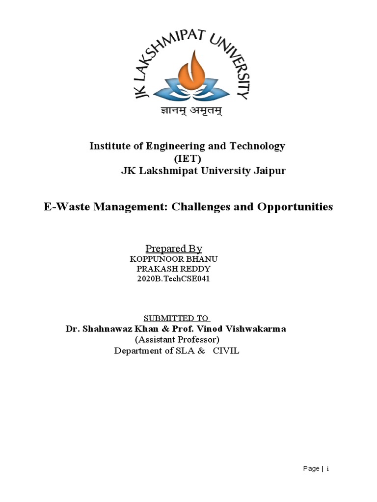 E-Waste Management Report | Download Free PDF | Electronic Waste ...