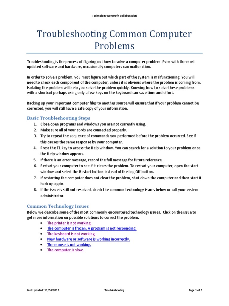 Troubleshooting Common Computer Problems | PDF | Software Development | Information Age