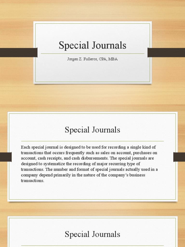 Understanding Special Journals in Accounting | PDF | Debits And Credits ...
