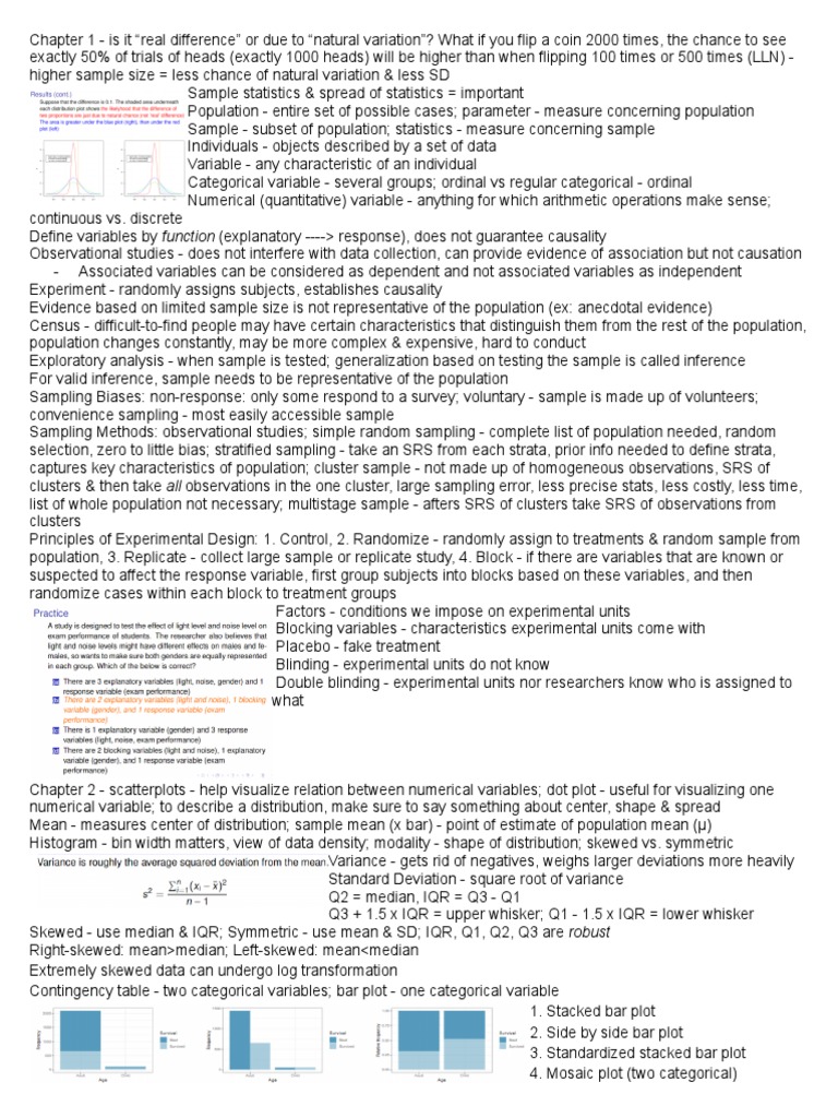 STAT Exam 1 - Review Sheet | PDF | Statistics | Sampling (Statistics)