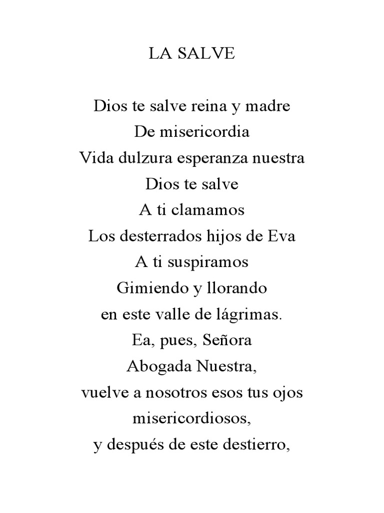Letra de La Salve completa | PDF | Cocina, comidas y vino | Religión y ...