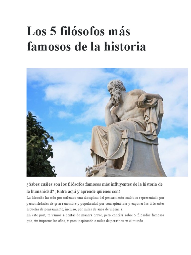Los 5 Filósofos Más Famosos de La Historia Parte 1 | PDF