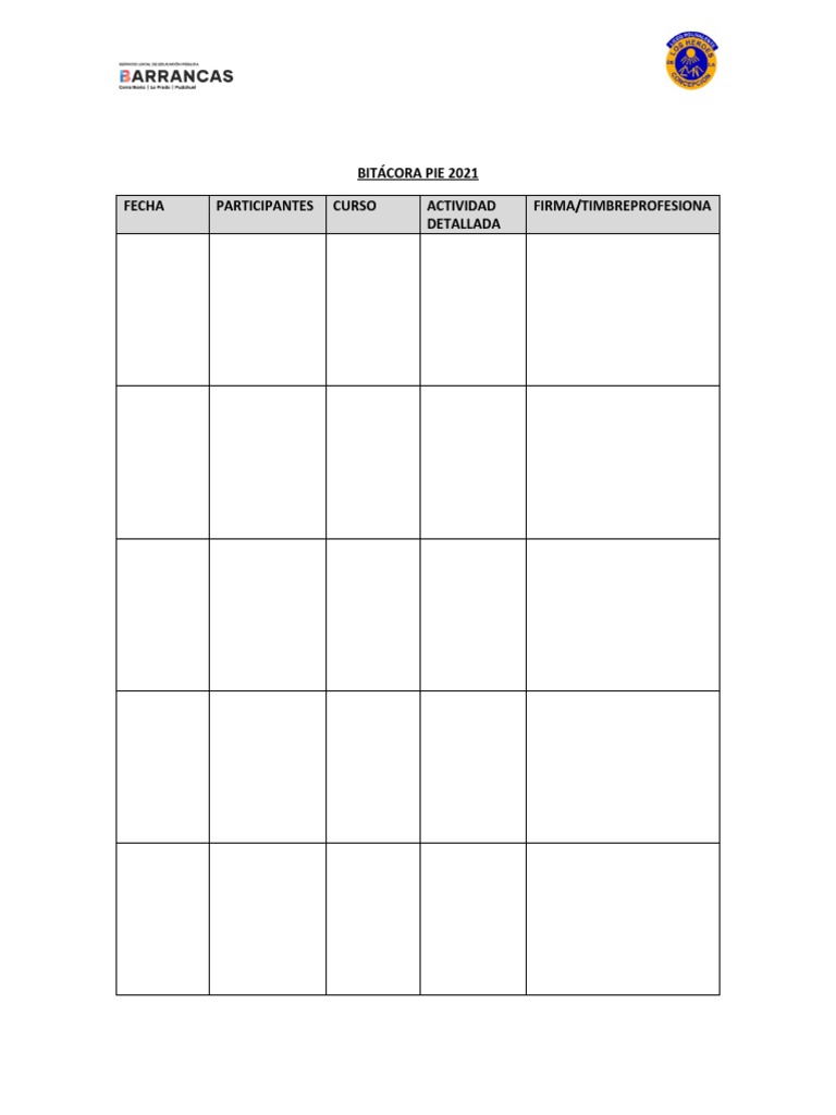 Formato Bitácora 2021 | PDF