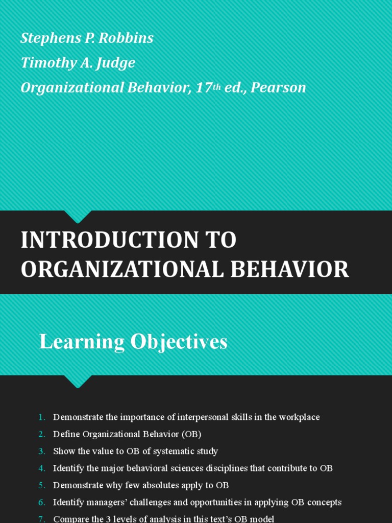 Introduction to Organizational Behavior | PDF | Organizational Behavior ...