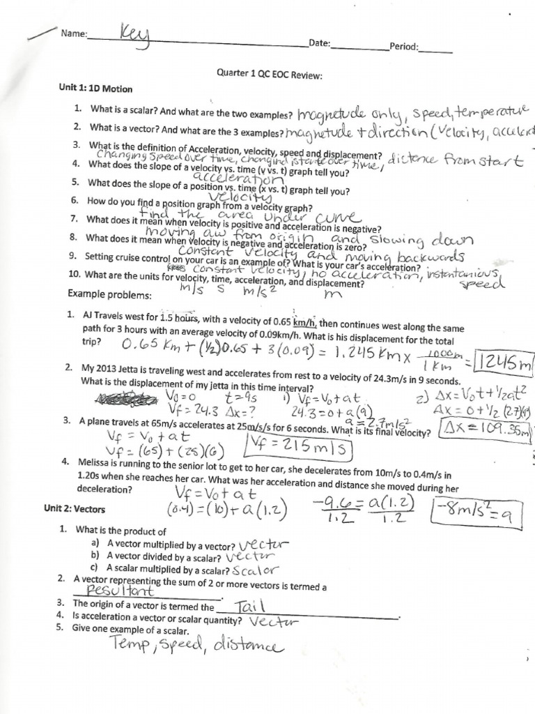 Final Review Sheet ANSWERS | PDF