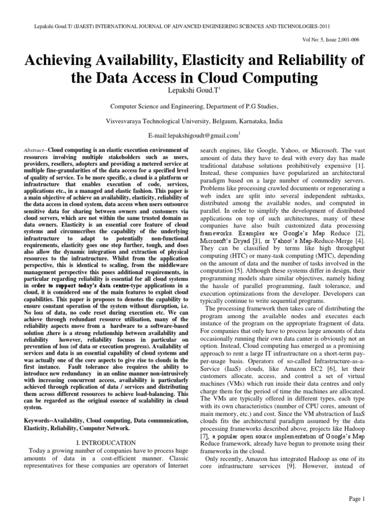Achieving Availability - ijaeST | PDF | Cloud Computing | Apache Hadoop