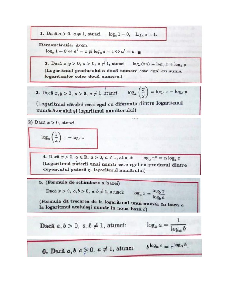 Proprietatile Logaritmilor | PDF