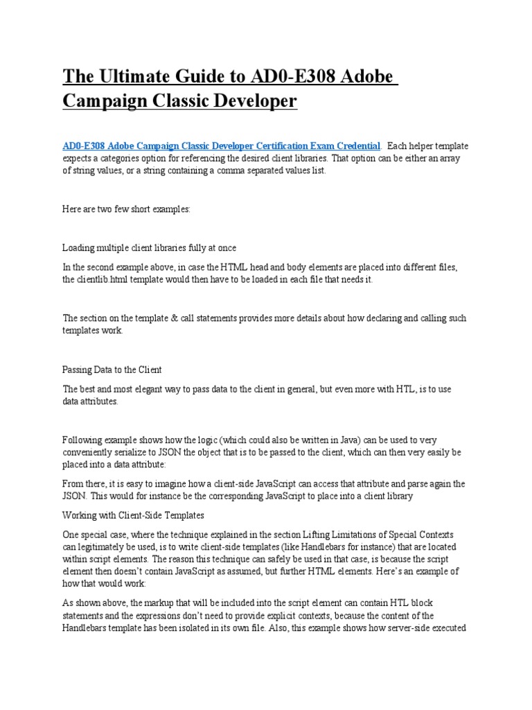 The Ultimate Guide To AD0-E308 Adobe Campaign Classic Developer | PDF | Denial Of Service Attack ...