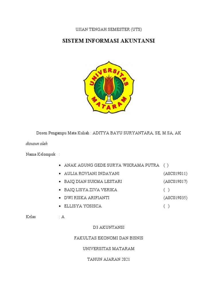 Uts Sia Kelompok 1 - D3 Akuntansi (A) | PDF