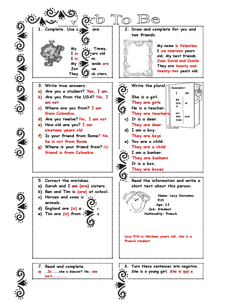 Verb To Be Workshop 1 | PDF | Grammar | Linguistics