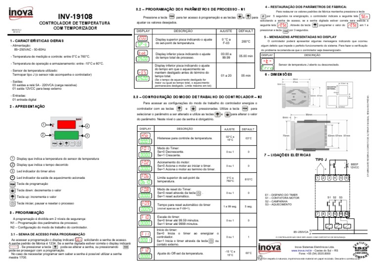 Manual Inova 19108 | PDF | Temperatura