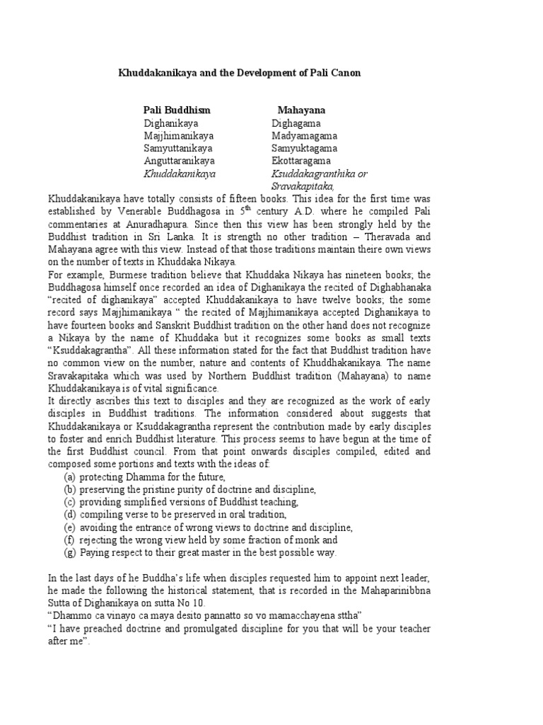 Khuddakanikaya and The Development of Pali Canon | PDF | Buddhist Texts ...