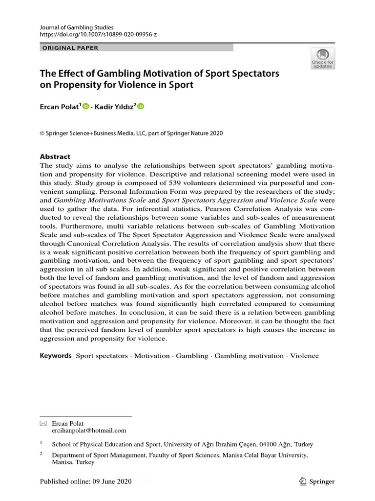 The Effect of Gambling Motivation of Sport Spectators On Propensity For ...