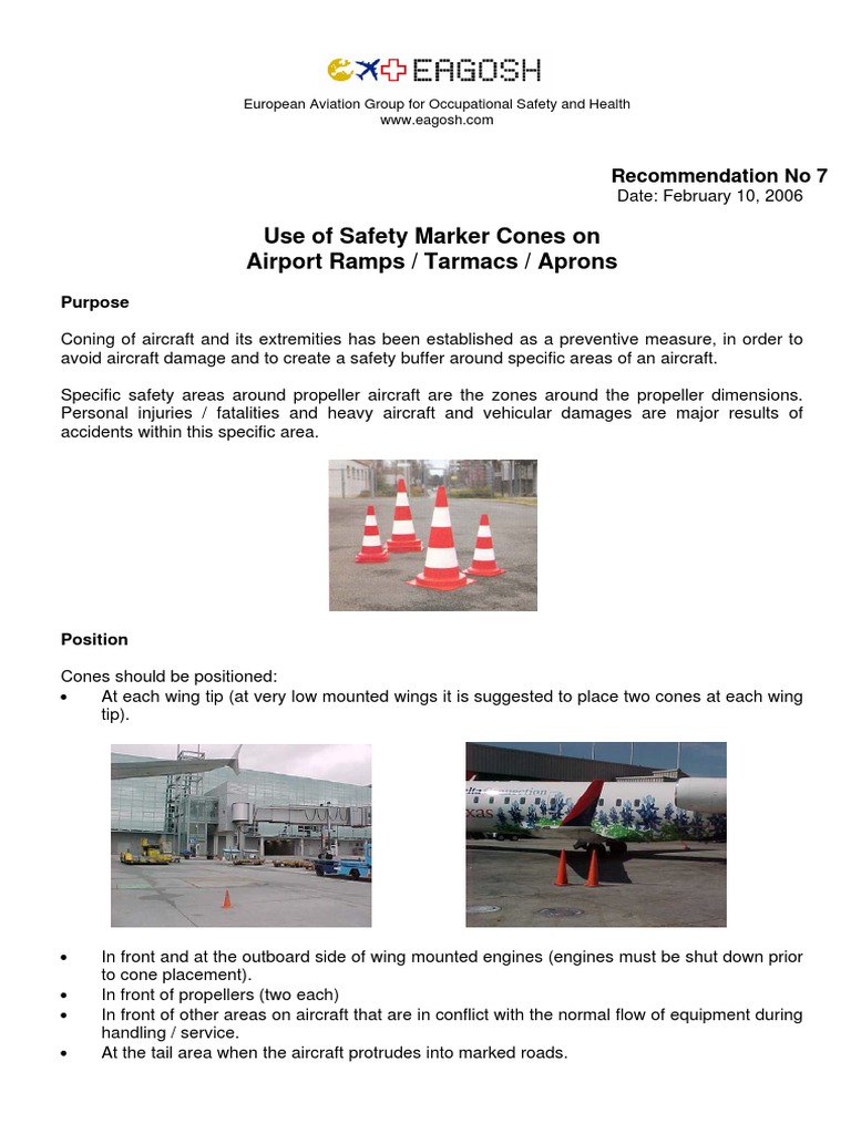 Use of Safety Marker Cones On Airport Ramps / Tarmacs / Aprons | PDF ...