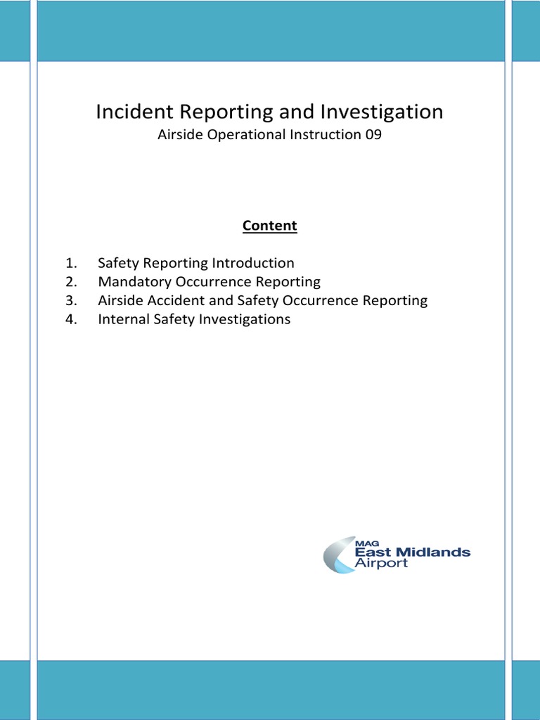 Airside Incident Reporting Guidelines | PDF | Airport | Safety