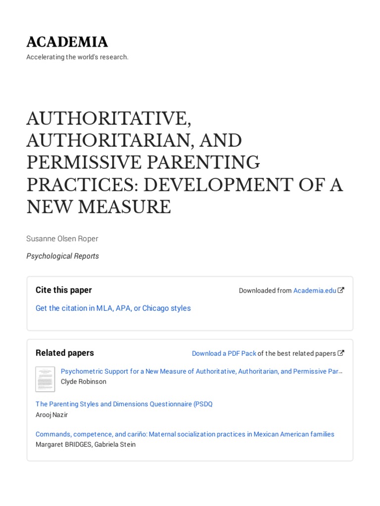 Authoritative, Authoritarian, and Permissive Parenting Practices ...