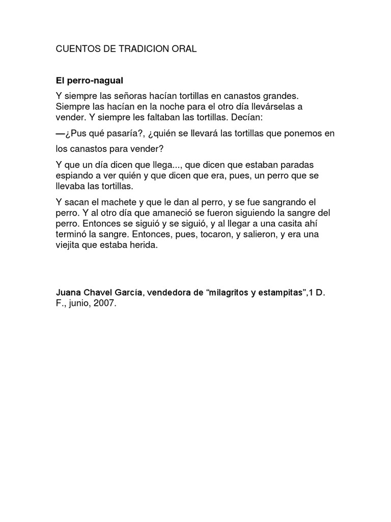 El Perro-Nagual: Un Relato Oral | PDF