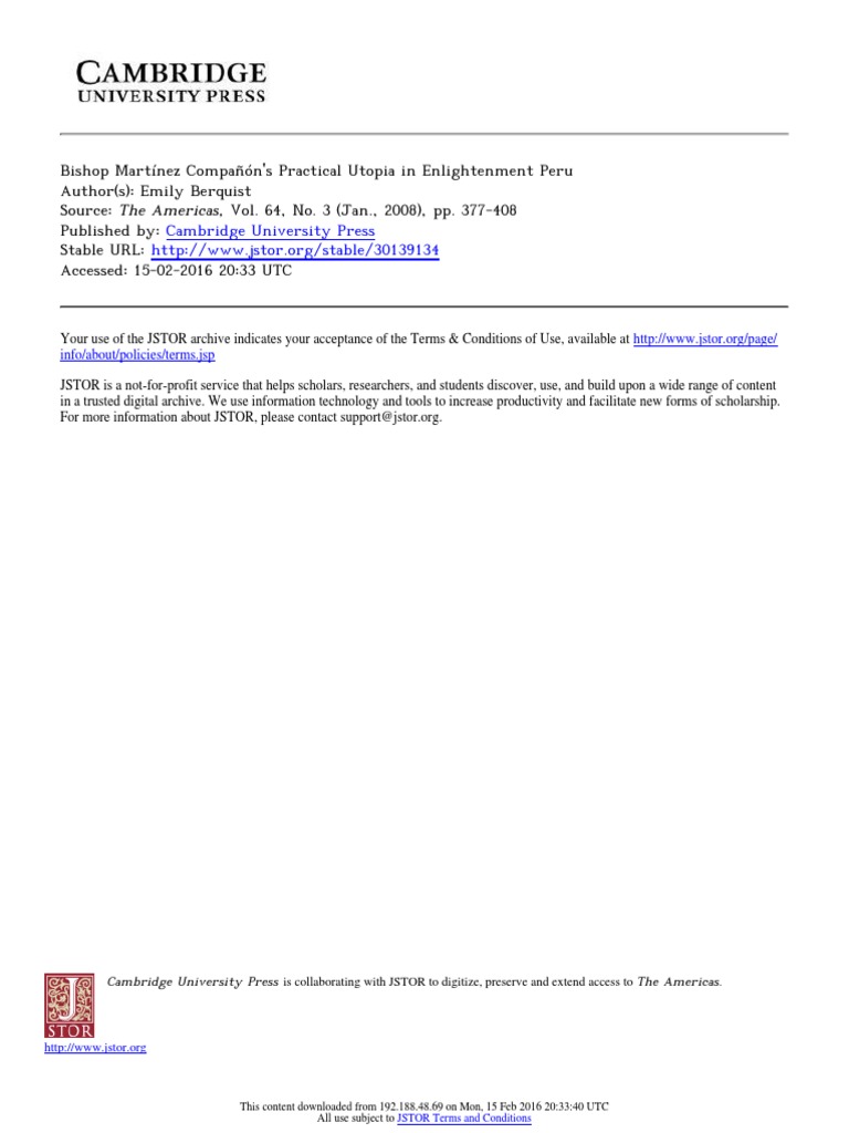 Bishop Martnez Companon's Practical Utopia in Enlightenment Peru | PDF ...