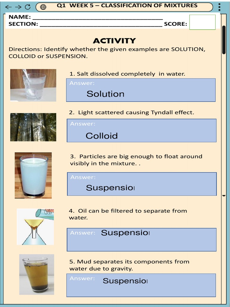 Classification of Mixtures | PDF