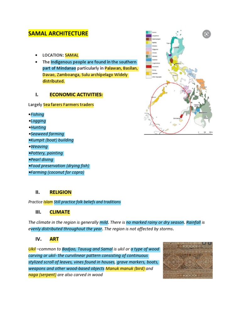 Samal Architecture: I. Economic Activities | PDF