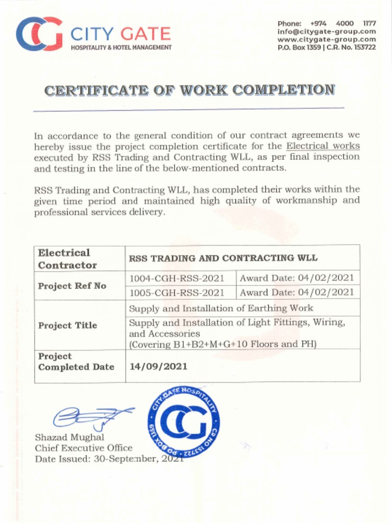 Electrical Contractor Certificate | PDF