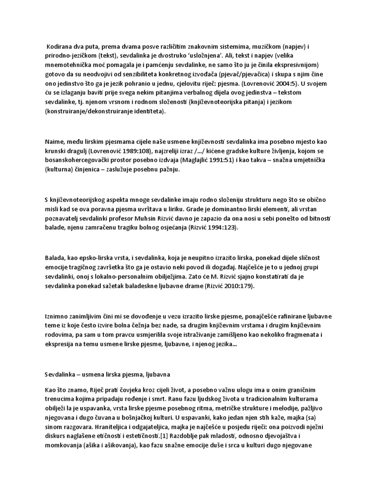 Usmena Knjizevnost Bih | PDF