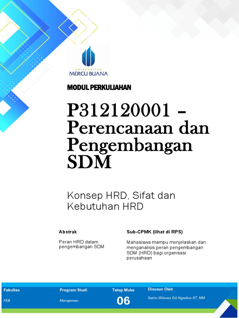 Modul - 06 - Konsep HRD, Sifat Dan Kebutuhan HRD - 2021 | PDF