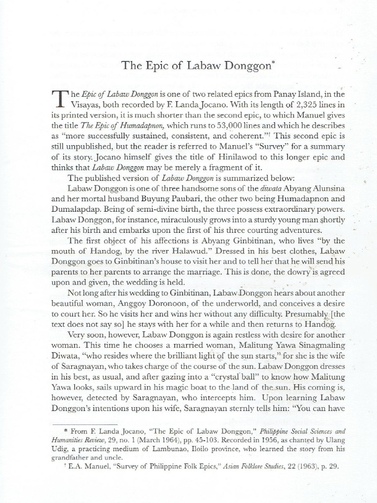 The Epic of Labaw Donggon | PDF