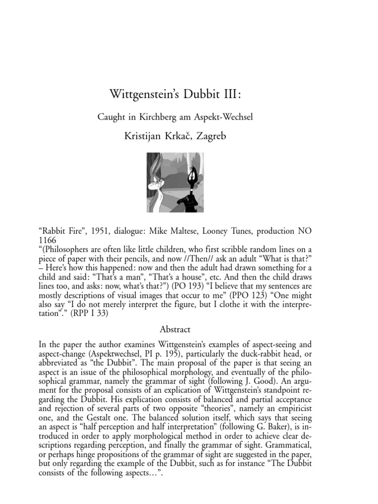 Wittgenstein's Dubbit III:: Kristijan Krkac, Zagreb | PDF | Perception ...