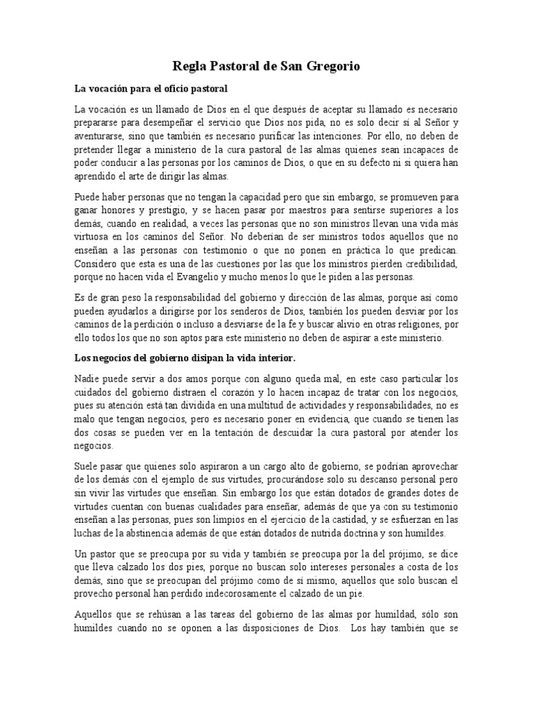 Regla Pastoral de San Gregorio | PDF