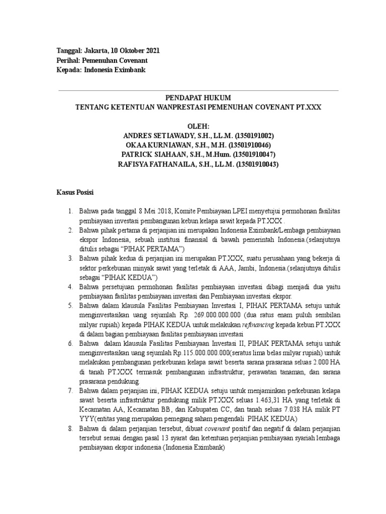 Tugas Legal Drafting - Legal Opinion - Kelompok 1 | PDF | Pengelolaan ...