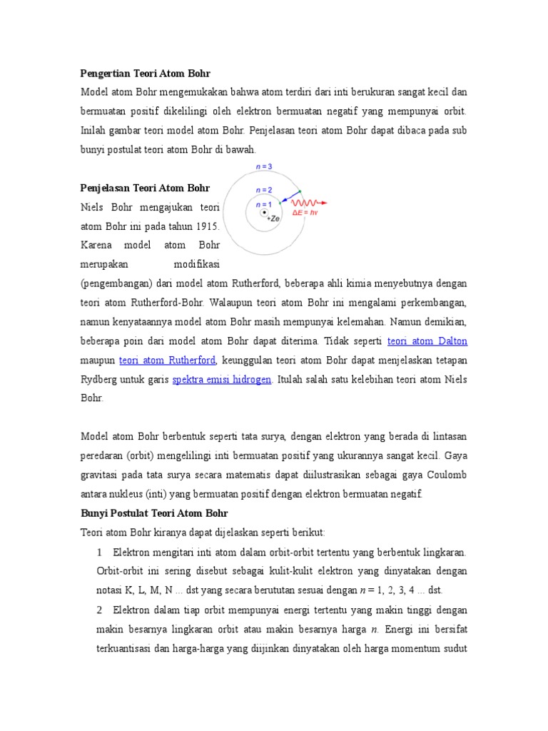 Model Atom Bohr Menerangkan Struktur Energi dan Perpindahan Elektron ...