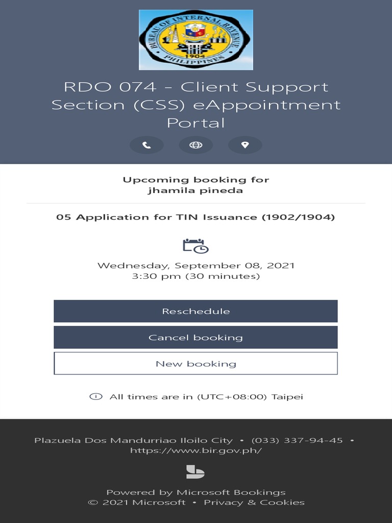RDO 074 - Client Support Section (CSS) EAppointment Portal | PDF
