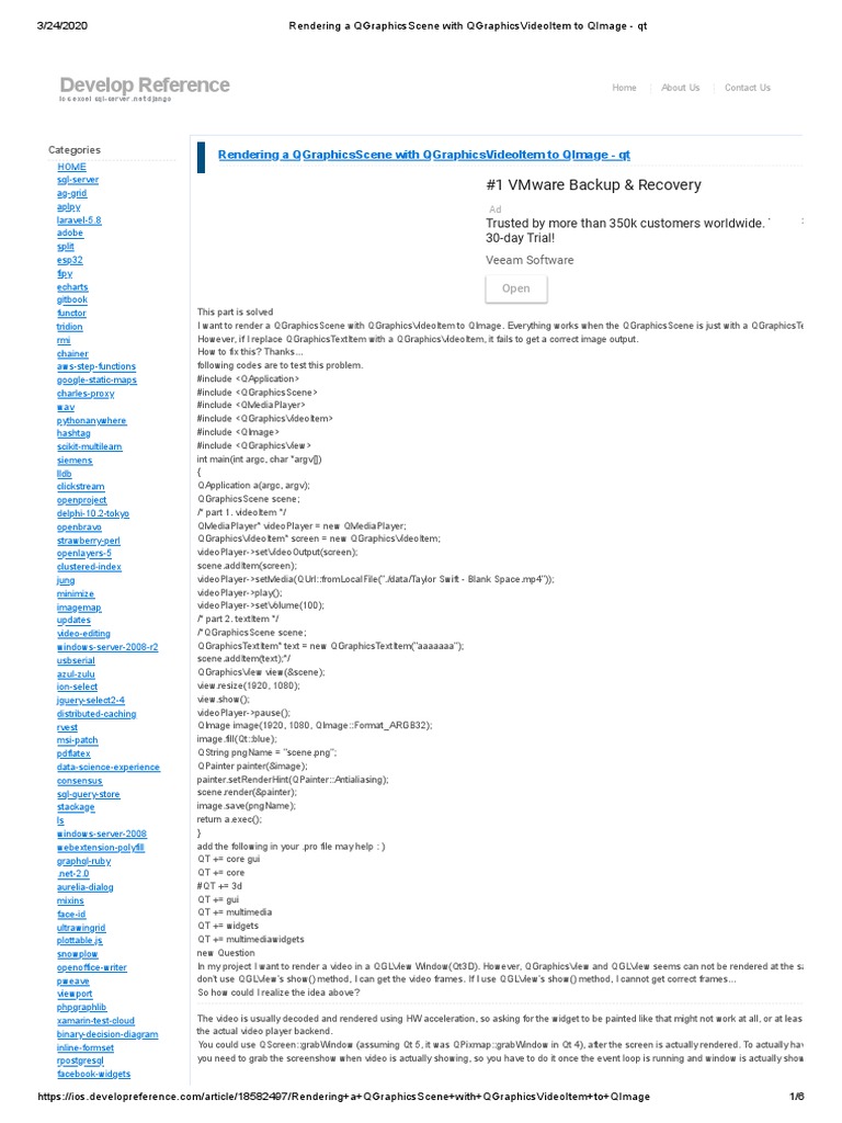 Rendering A QGraphicsScene With QGraphicsVideoItem To QImage - QT | PDF ...