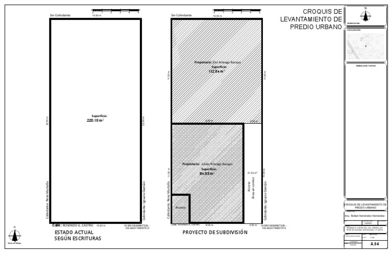 Croquis de Levantamiento de Predio Urbano: Proyecto de Subdivisión ...