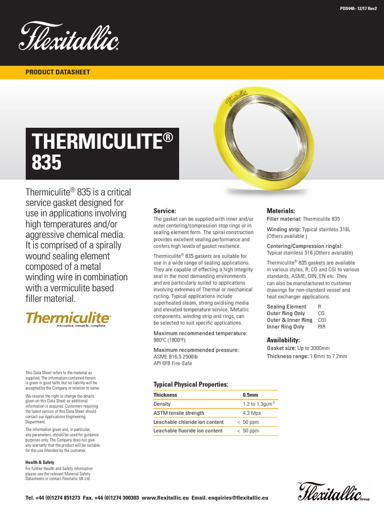Thermiculite 835: Product Datasheet | Download Free PDF | Materials ...