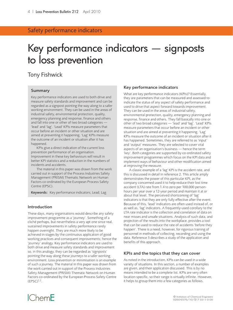 Key Performance Indicators - Signposts To Loss Prevention | PDF ...