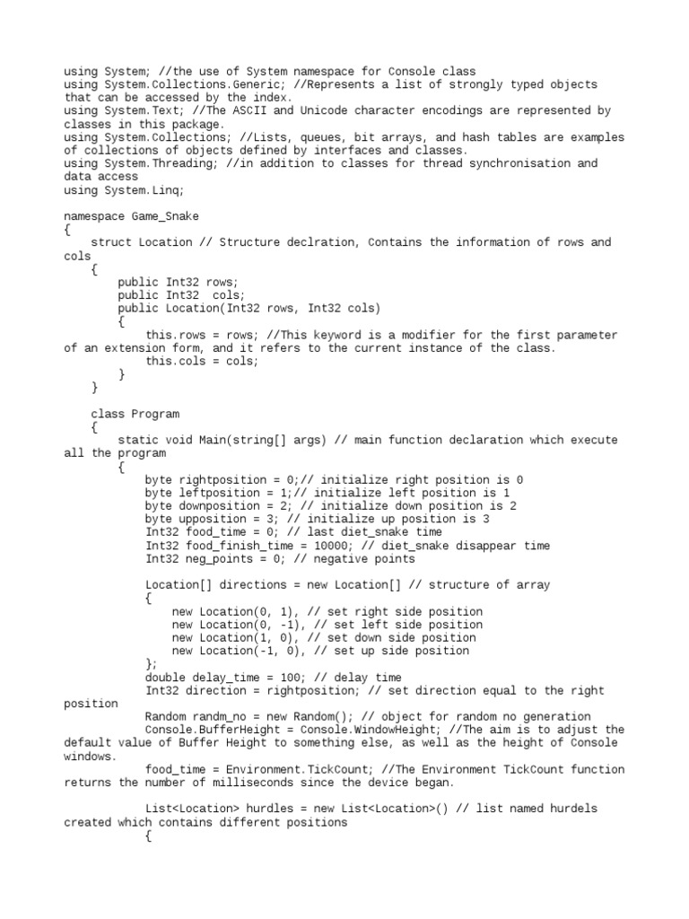 Snake | PDF | Class (Computer Programming) | Array Data Structure