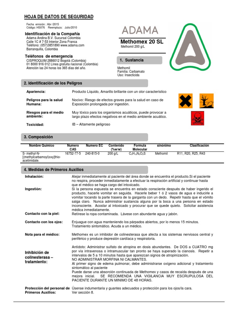 Methomex 20 SL - tcm104-57825 | Descargar gratis PDF | Agua | Residuos
